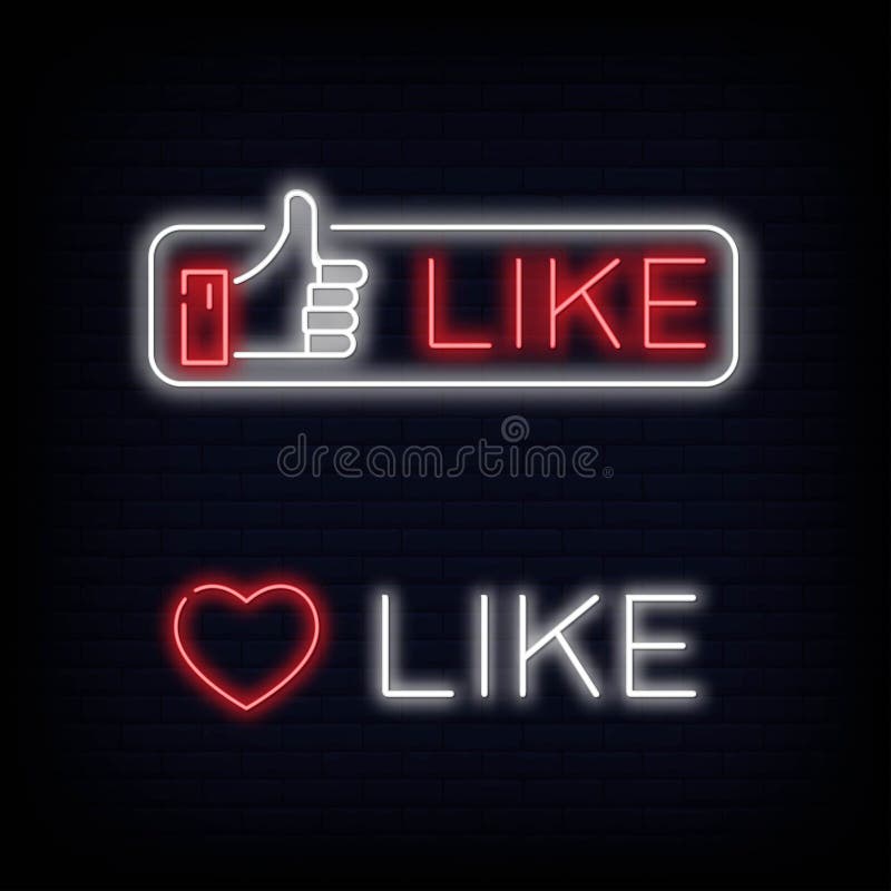Set Like Neon Signs Style Text Vector Stock Vector - Illustration of ...