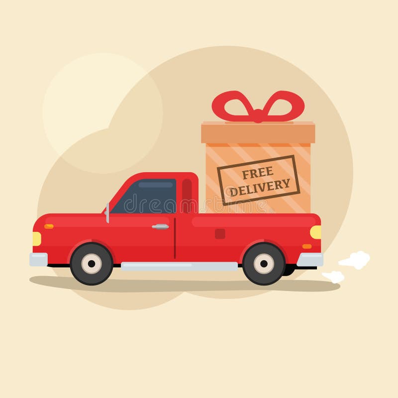 Free Delivery pickup car stock vector. Illustration of carrying - 179393011