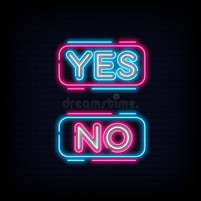Yes and No Neon Signs Style Text Vector Stock Vector - Illustration of ...