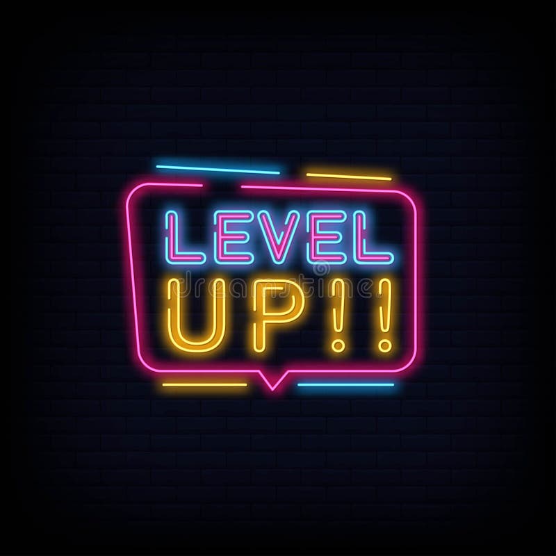Level Up Neon Signs Style Text Vector Stock Vector - Illustration of ...