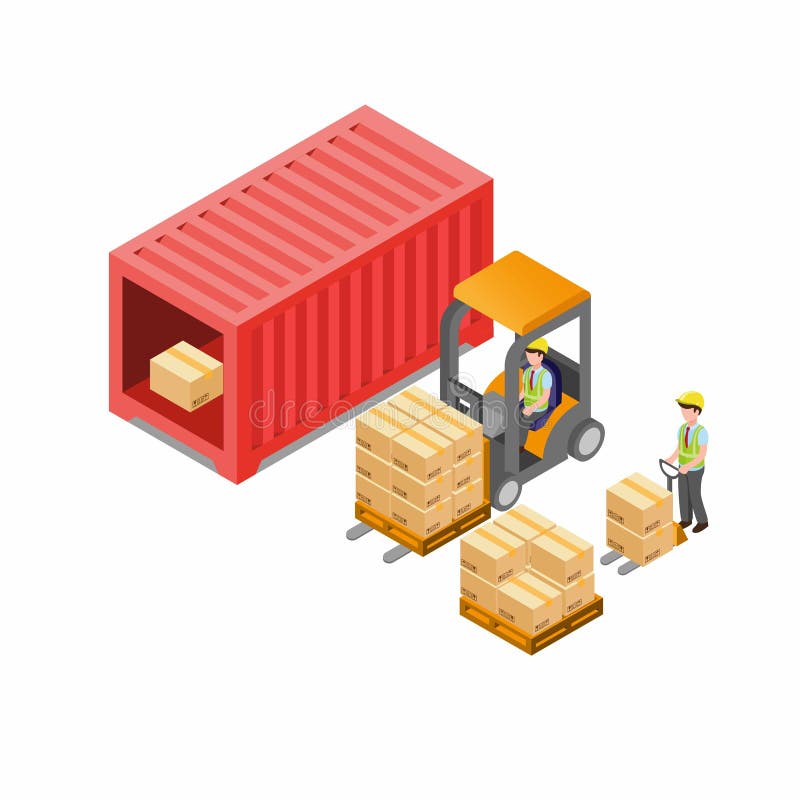Package Shipping Delivery Process, Cargo Logistic Warehouse Isometric ...