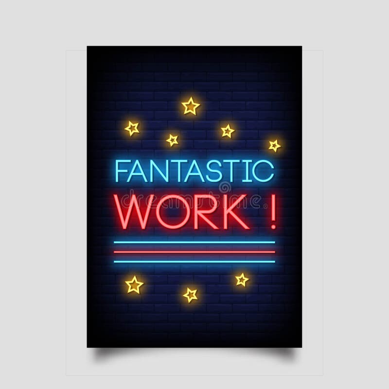 Fantastic Work Neon Signs Style Text Vector Stock Vector - Illustration ...