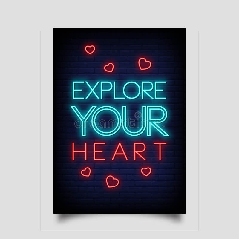 Explore Your Heart Neon Signs Style Text Vector Stock Vector ...