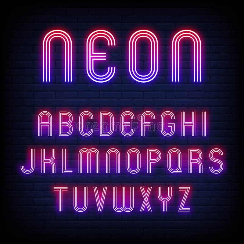 Alphabet Neon Signs Style Text Vector Stock Vector - Illustration of ...
