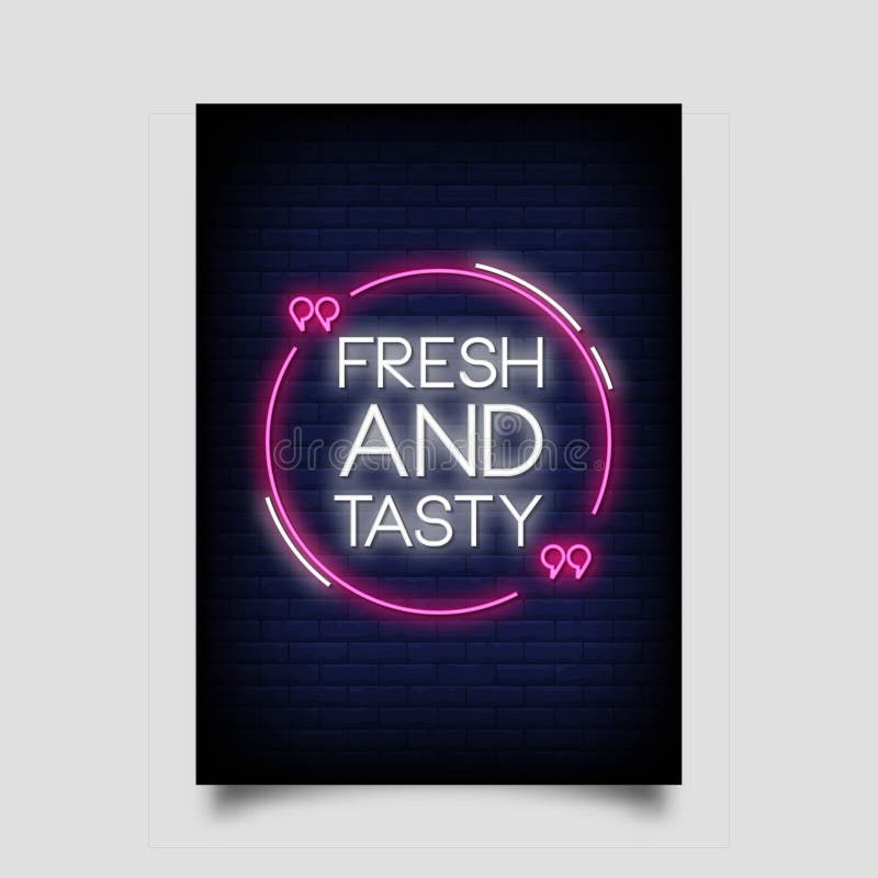 Fresh and Tasty Neon Signs Style Text Vector Stock Vector ...