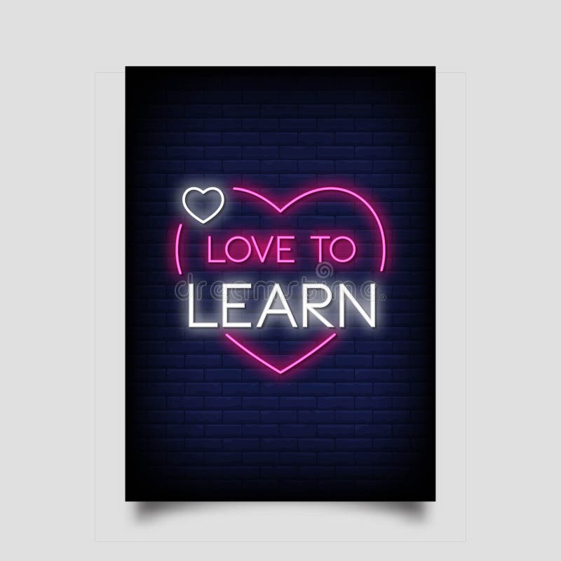 Love To Learn Neon Signs Style Text Vector Stock Vector - Illustration ...