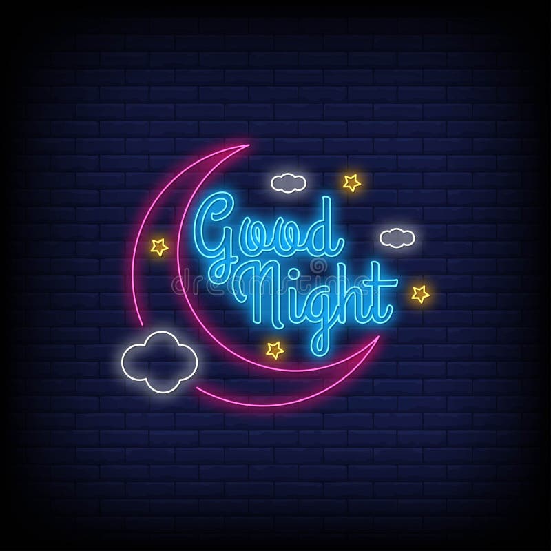 Good Night Neon Signs Style Text Vector Stock Vector - Illustration of ...