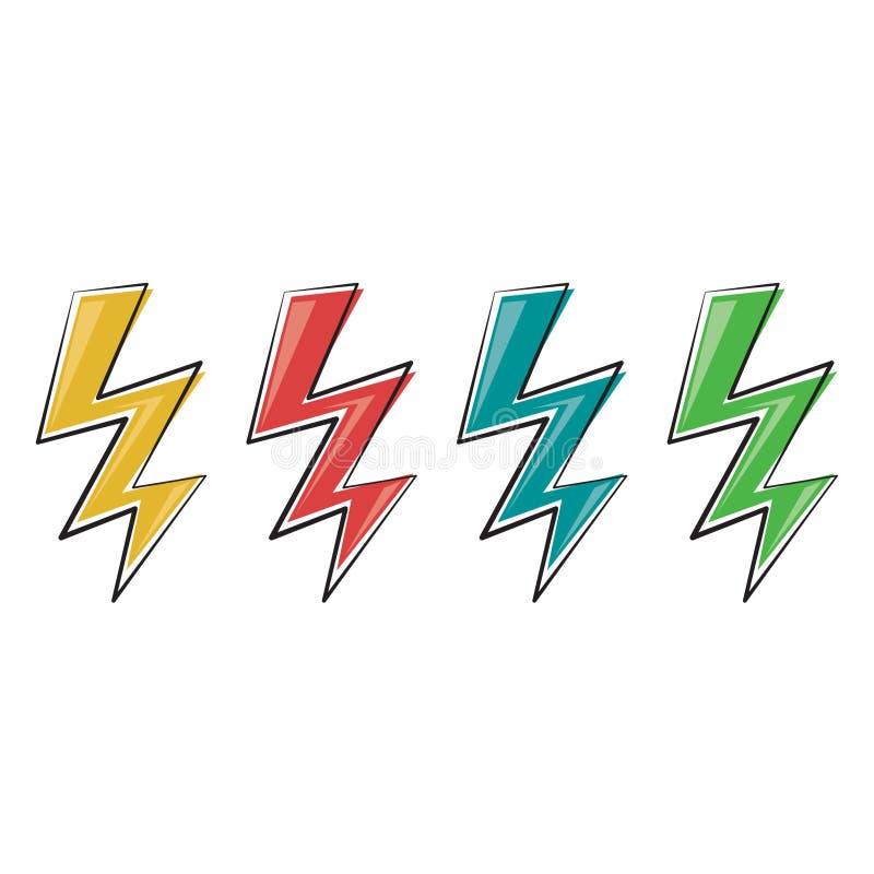 Thunder Bolt with Different Color Stock Vector - Illustration of edit ...