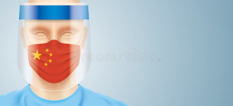 Doctor with Face Shield and China Flag Mask Stock Vector - Illustration ...