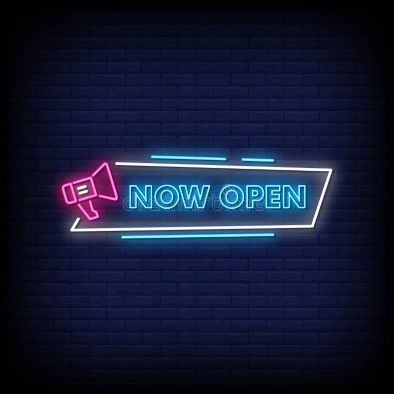 Now Open Neon Signs Style Text Vector Stock Vector - Illustration of ...