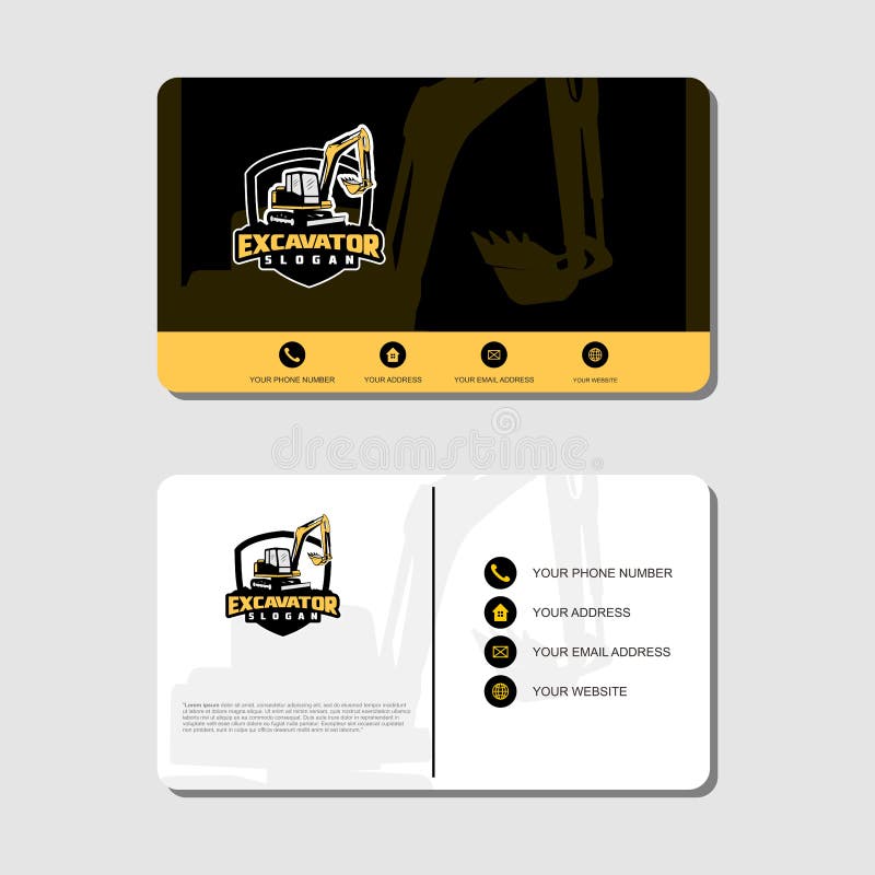 Excavator and Business Card Vector Template Stock Vector - Illustration ...