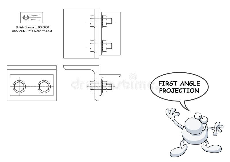 First, 1, St, Angle, Projection, Orthographic, View, Technical ...