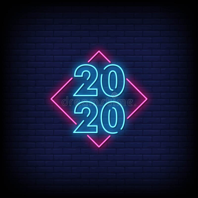 2020 Neon Signs Style Text Vector Stock Vector - Illustration of happy ...