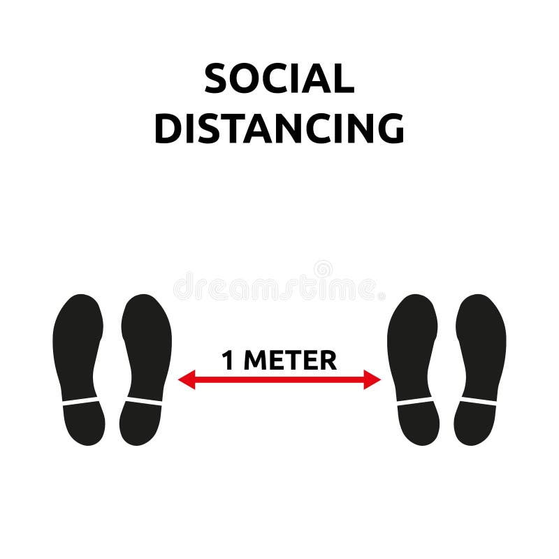 Vector Illustration of 2 Pair of Footstep Icon with 1 Meter Distance ...