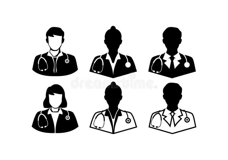 Male and Female Doctors Icon for Avatar and Account Profile. Stock ...