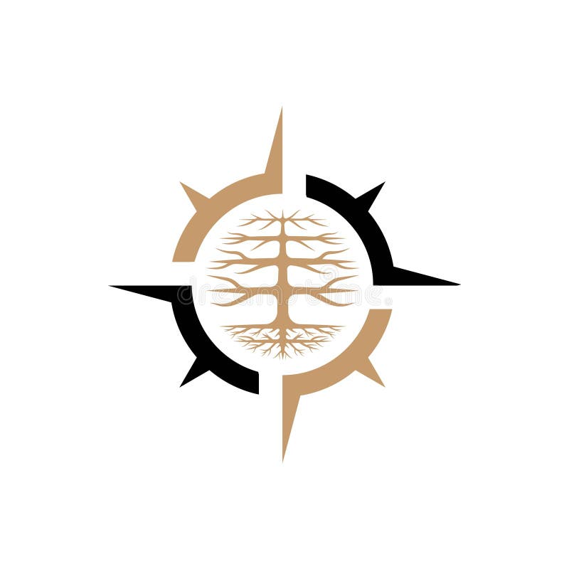 Compass with Tree Logo Design Vector Template Stock Vector ...