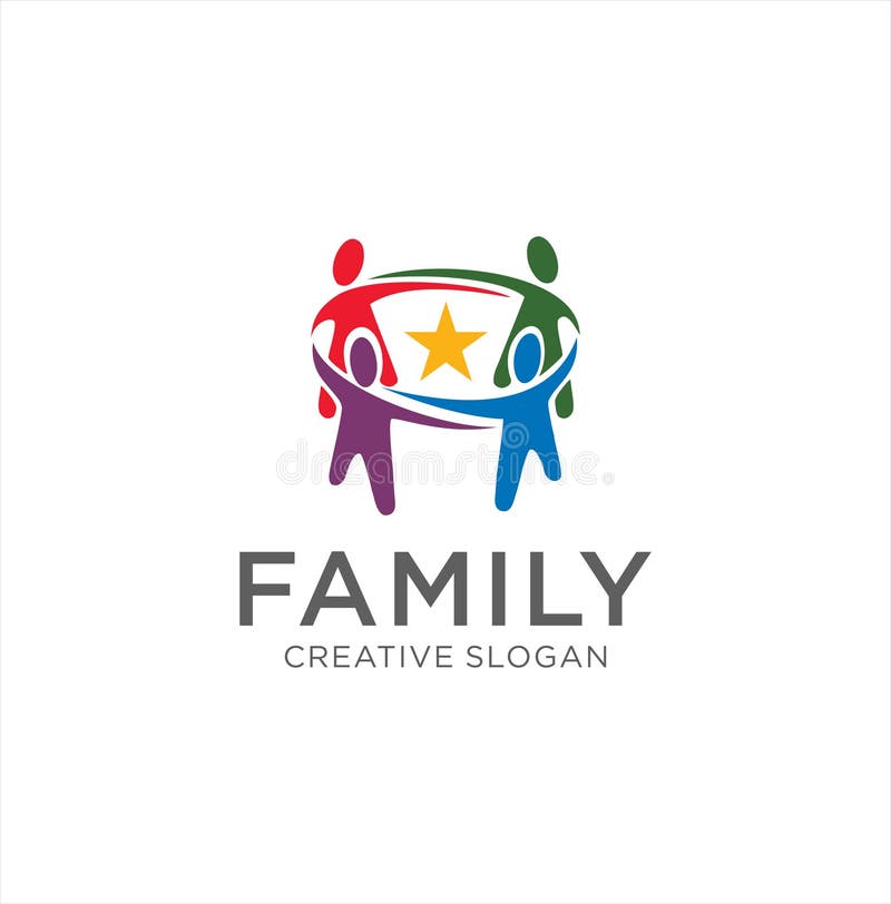 Family Logo Illustration . People Group Family Hug Logo Design Graphic ...