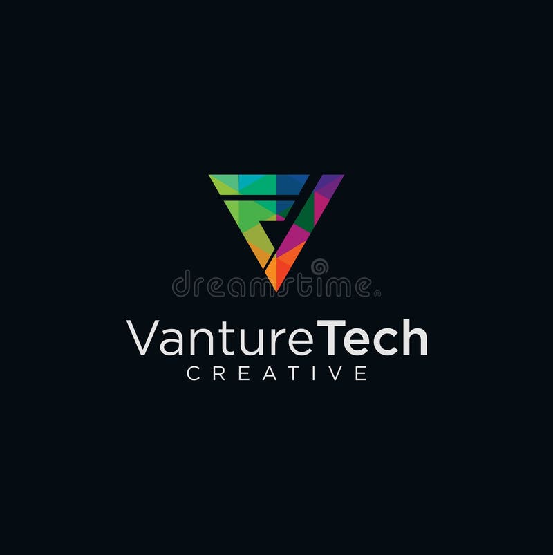 Triangle Letter V Tech LogoDesign Colorfull Vector Stock Illustration ...