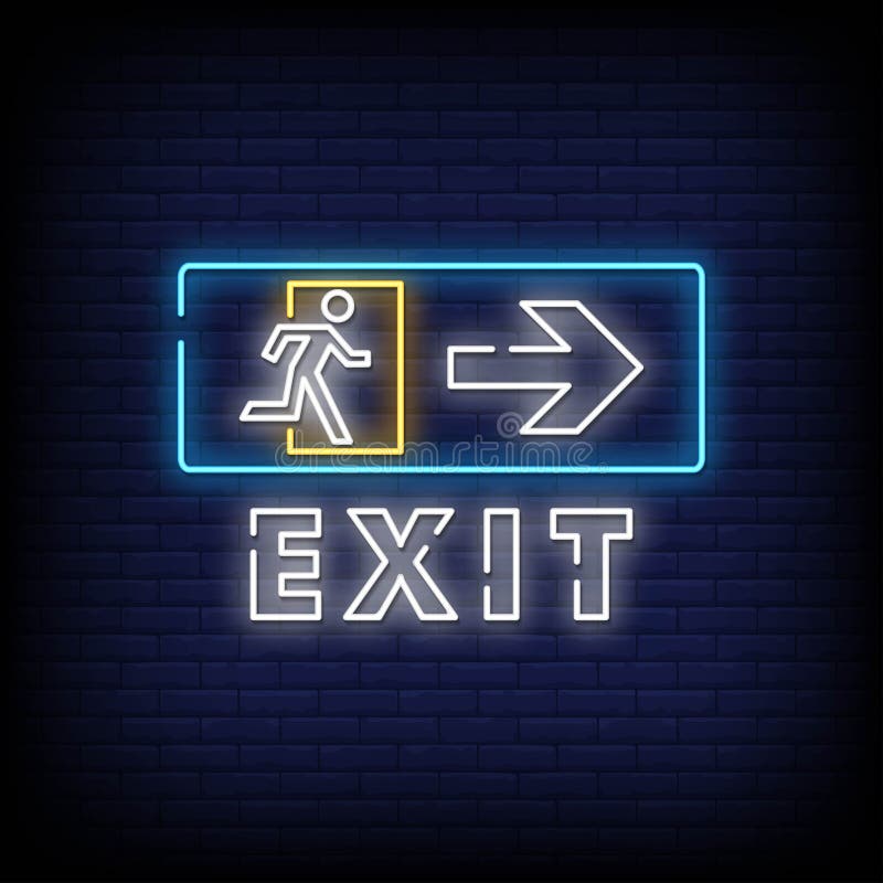 Exit Neon Signs Style Text Vector Stock Vector - Illustration of ...