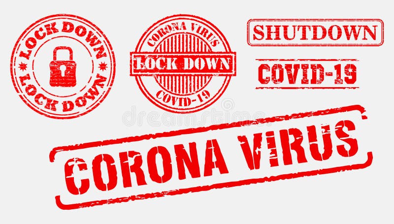Set of Red Grunge Rubber Stamp or Corona Virus Rubber Stamp Themes or ...