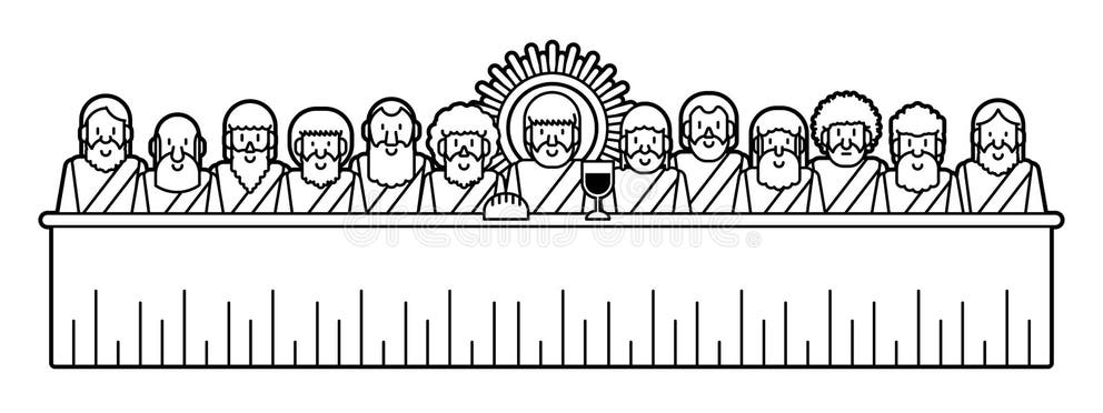 Jesus and Twelve Disciples Last Supper Cartoon Graphic Vector Stock ...