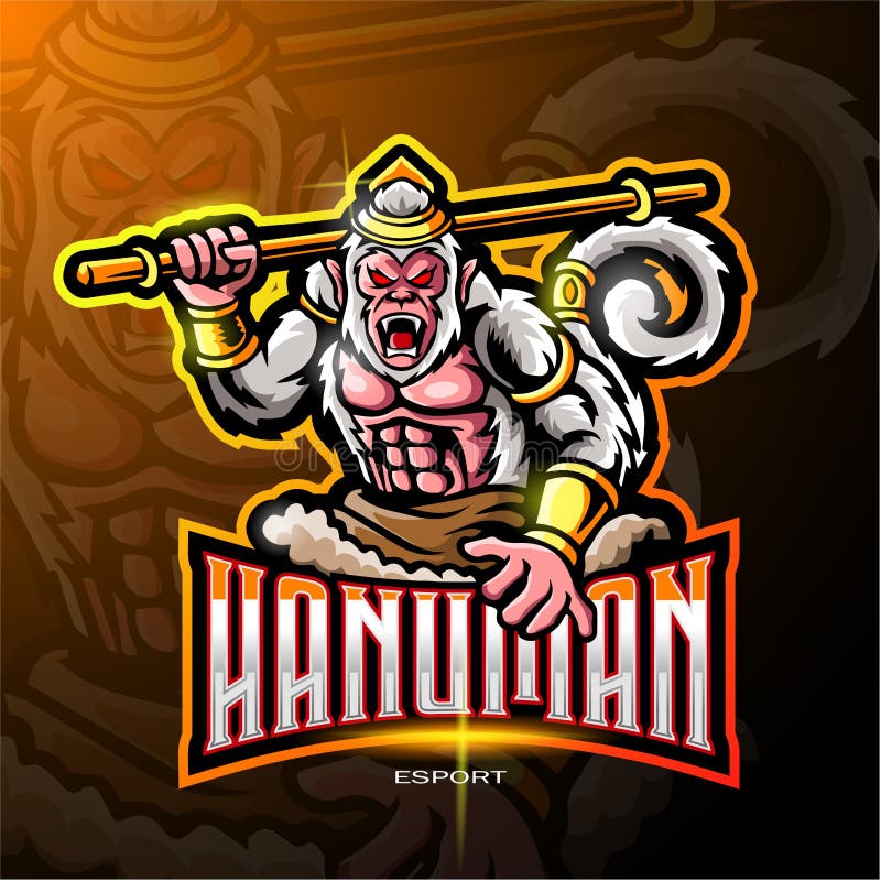 Hanoman Esport Mascot Logo Design Stock Vector - Illustration of emblem ...