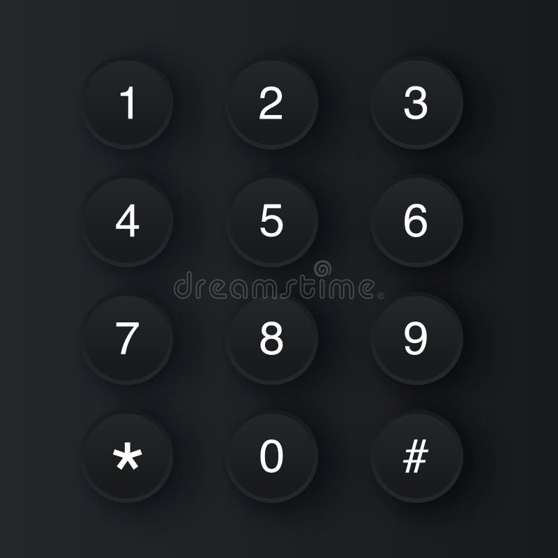Modern 3D Dial Pad Darkmode Design Stock Vector - Illustration of ...