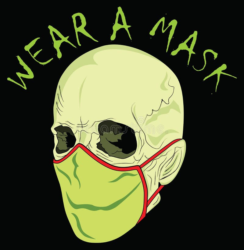 Design skull wear a mask stock vector. Illustration of sign - 180365393