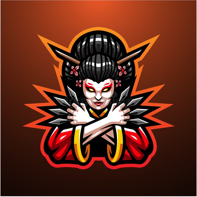 Geisha Evil Head Mascot Esport Stock Vector - Illustration of japanese ...