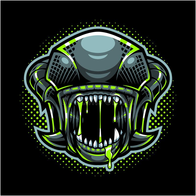 The Aliens Evil Head Mascot Logo Stock Vector - Illustration of alien ...