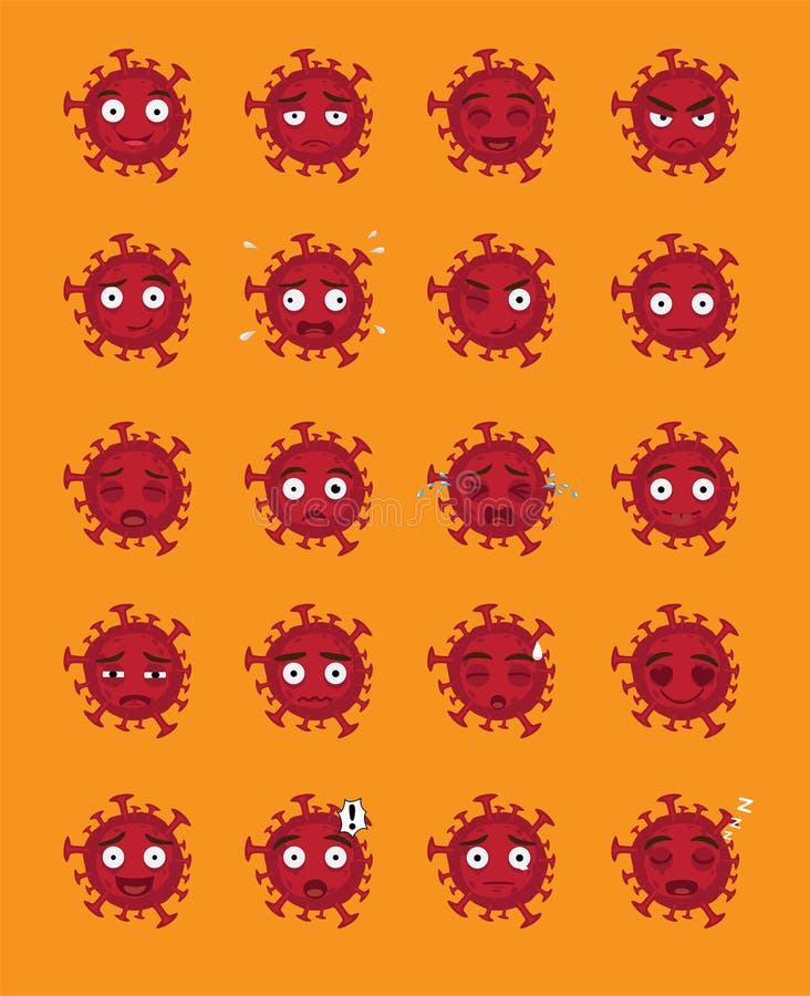 Influenza Coronavirus Red Face Emoticon Faces Cartoon Stock Vector ...