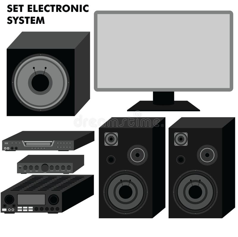 Illustration Set Electronic Sound System Stock Illustration ...