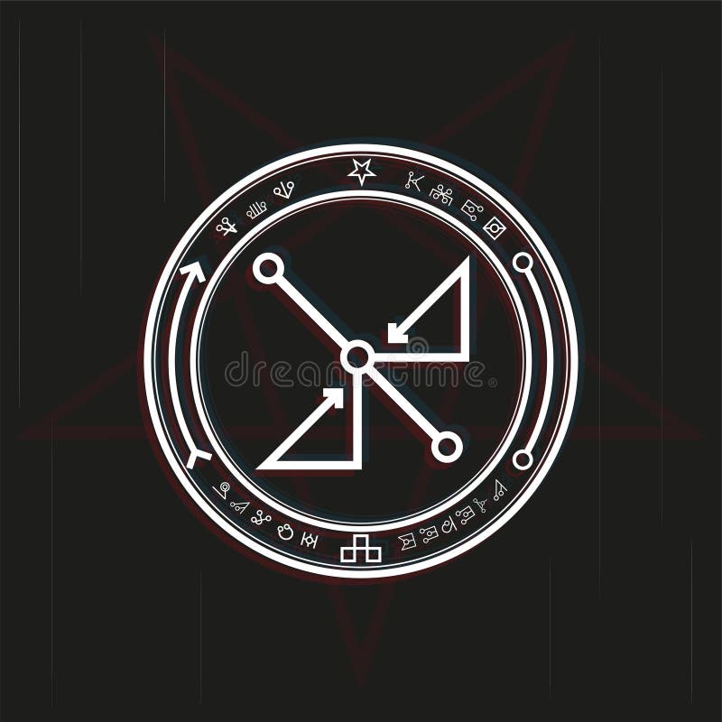 Magic Symbol in a Circle on a Black Background. Black-white Vector ...