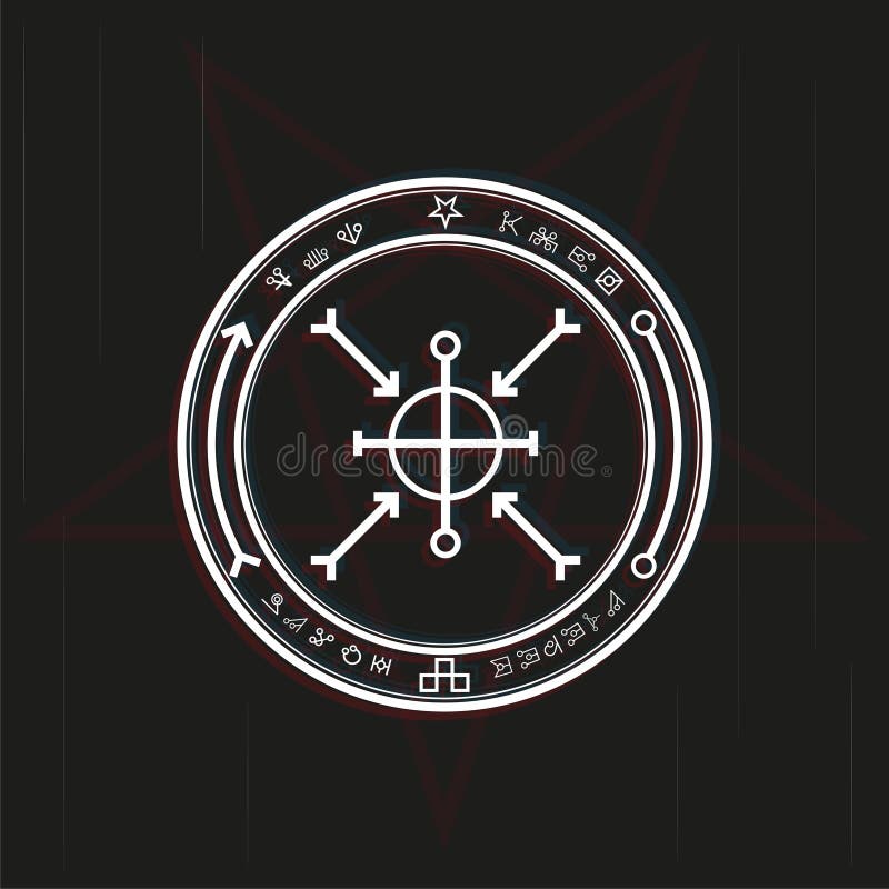 Magic Symbol in a Circle on a Black Background. Black-white Vector ...
