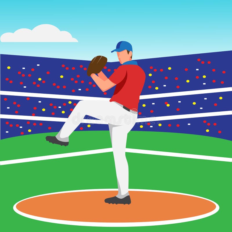 Flat Design of Baseball Pitcher Stock Vector - Illustration of editing ...