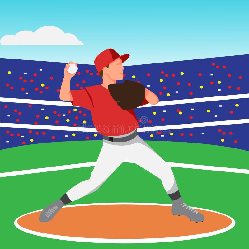 Flat Design of Baseball Pitcher Stock Vector - Illustration of design ...