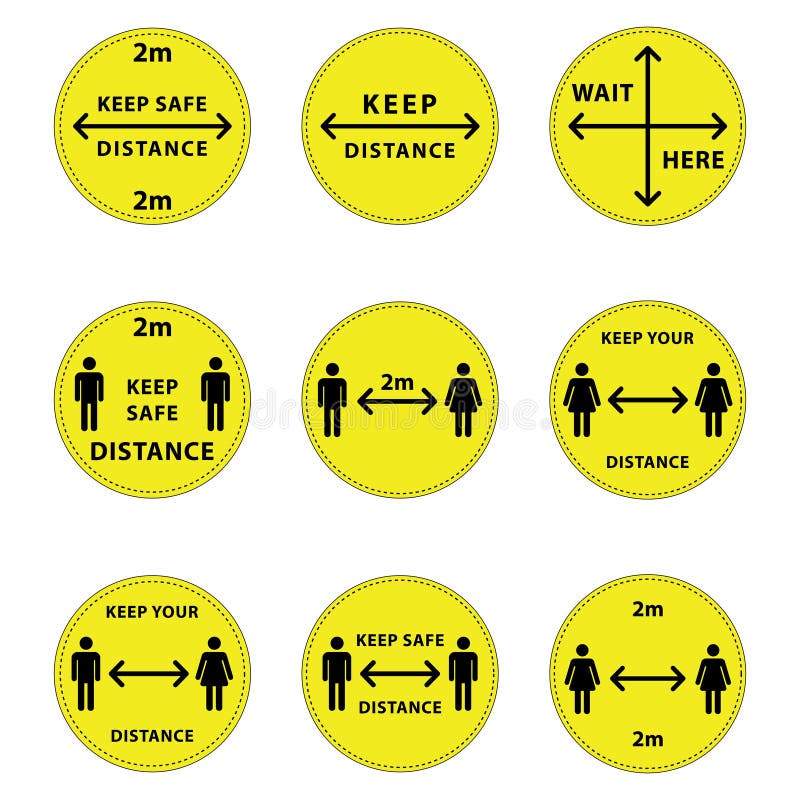Round Floor Marking for Social Distancing, Sign Keep Safe Distance ...