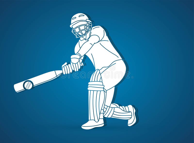 Cricket Player Action Cartoon Sport Graphic Vector Stock Vector ...