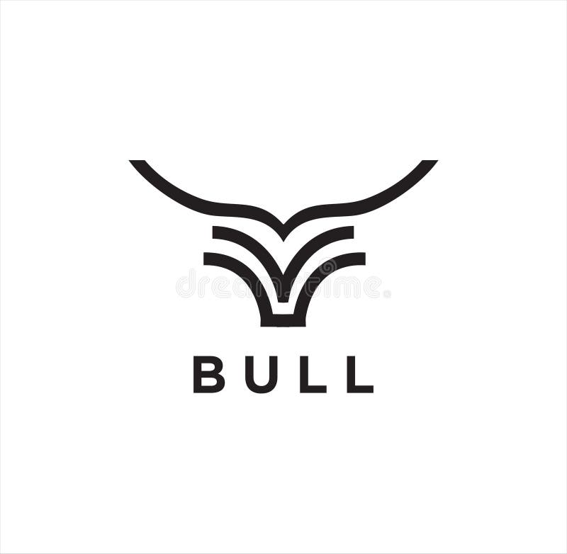 Bull Line Art Outline Monoline Linear Logo Vector Icon Stock ...