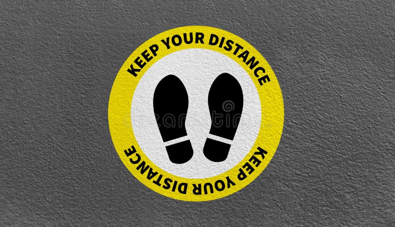 Social Distancing. Footprint Sign on Floor. Keep the 2 Meter Distance ...