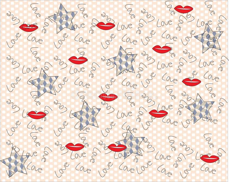 Love Lips and Stars, Valentines Concept Stock Illustration ...