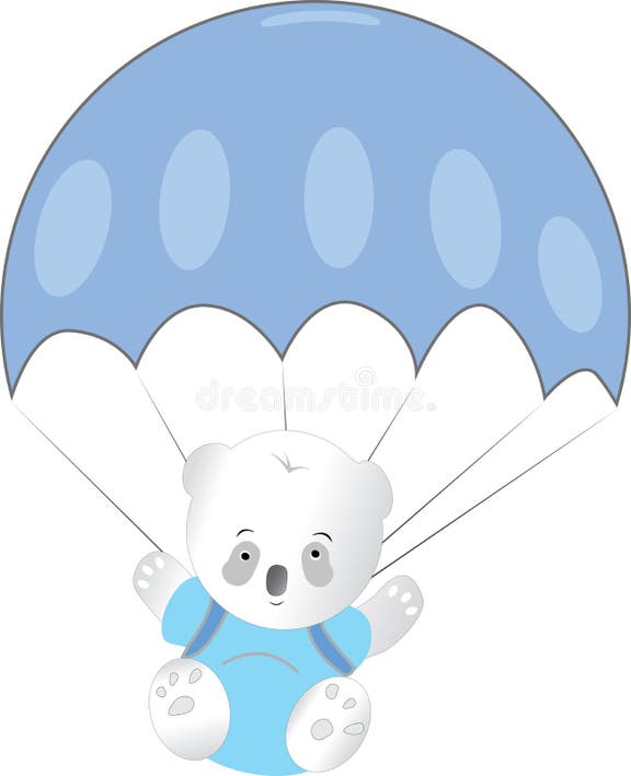 Cute Animal Panda or Koala Blue Baby Parachuting Vector Illustration ...