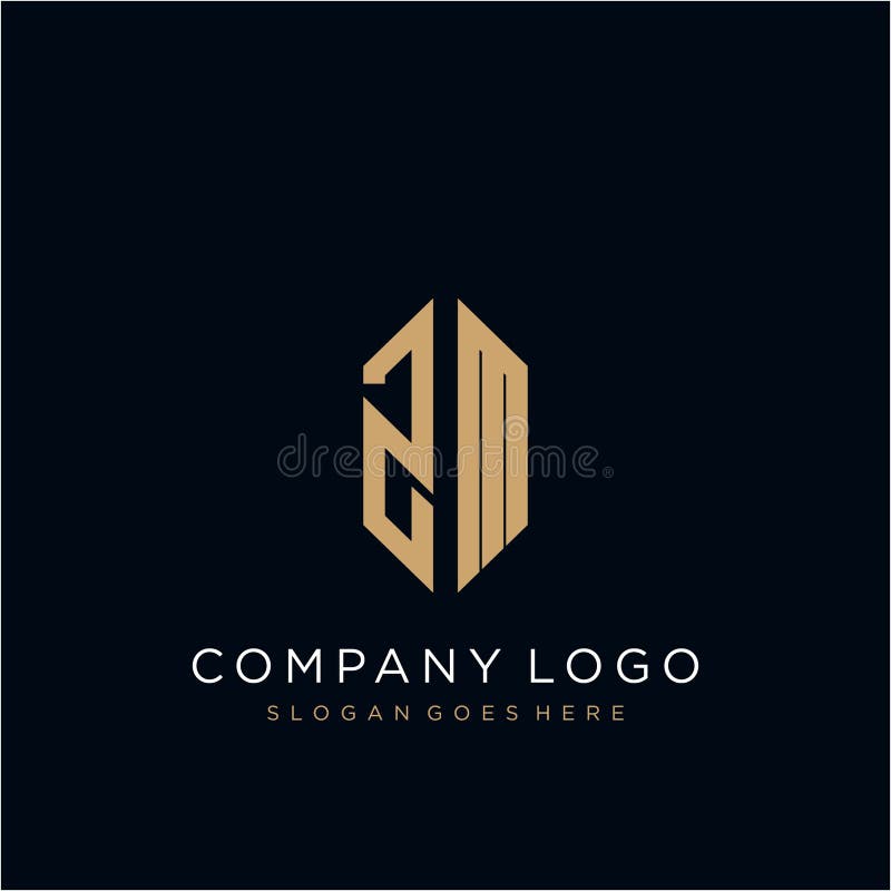 ZM Letter Logo Icon Design Template Elements Stock Vector ...