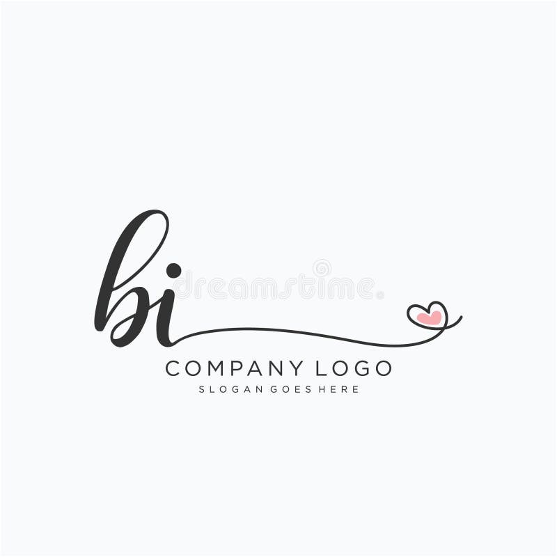 BI Initial Handwriting Logo Design Stock Vector - Illustration of brush ...