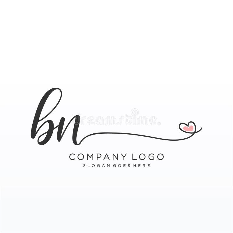 BN Initial Handwriting Logo Design Stock Vector - Illustration of logo ...