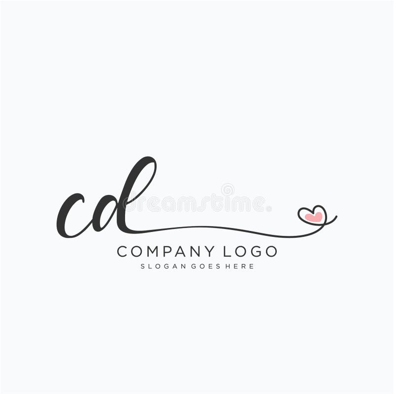 CD Initial Handwriting Logo Design Stock Vector - Illustration of ...