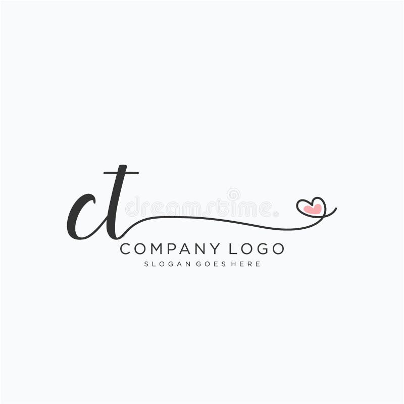 CT Initial Handwriting Logo Design Stock Vector - Illustration of ...
