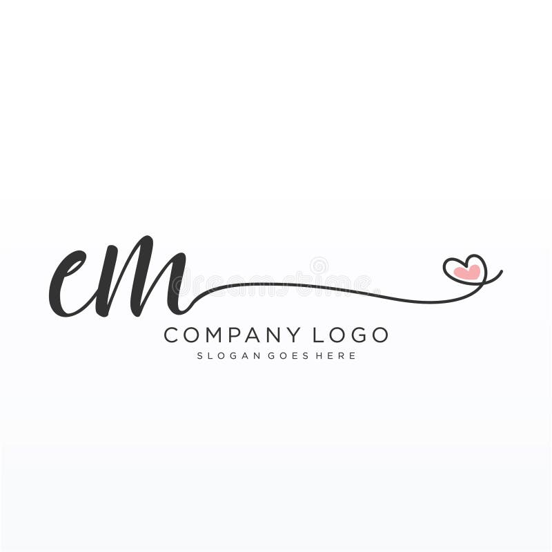 EM Initial Handwriting Logo Design Stock Vector - Illustration of ...