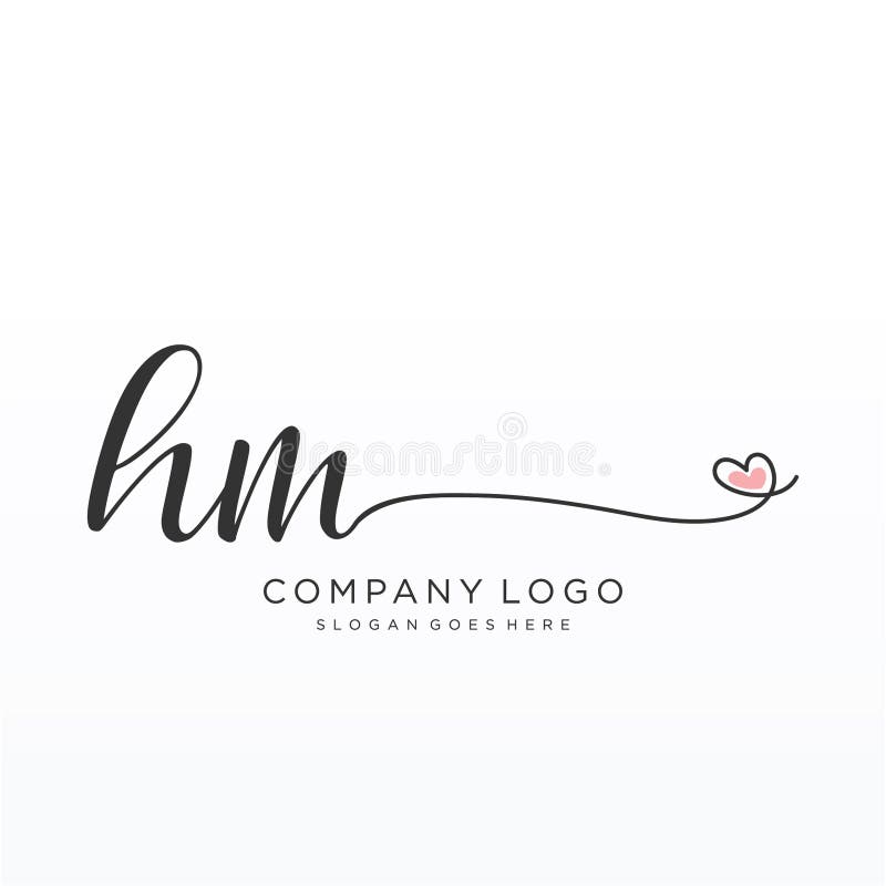 HM Initial Handwriting Logo Design Stock Vector - Illustration of ...
