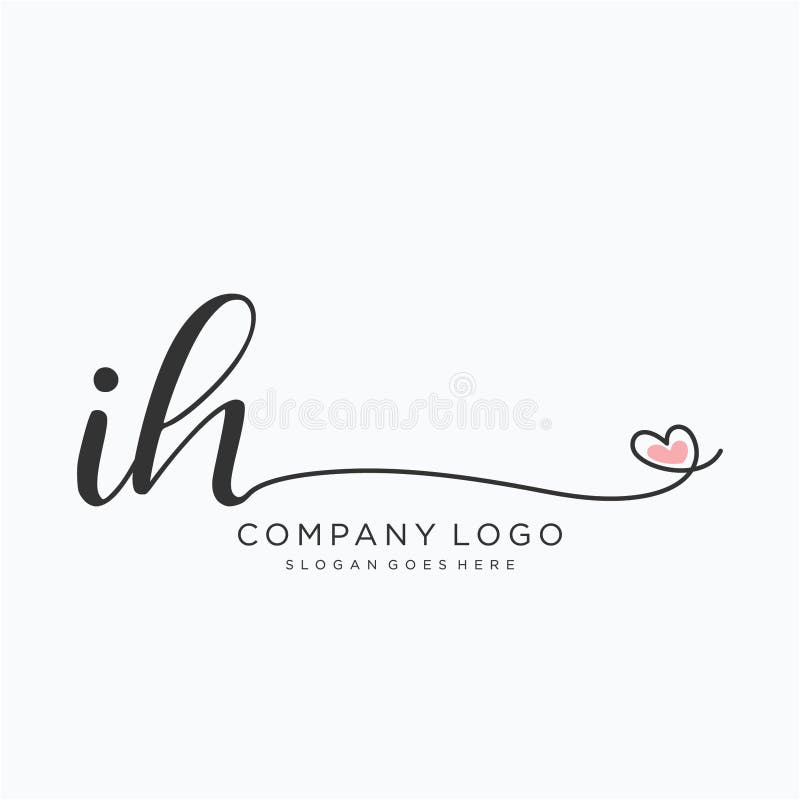 IH Initial Handwriting Logo Design Stock Vector - Illustration of ...